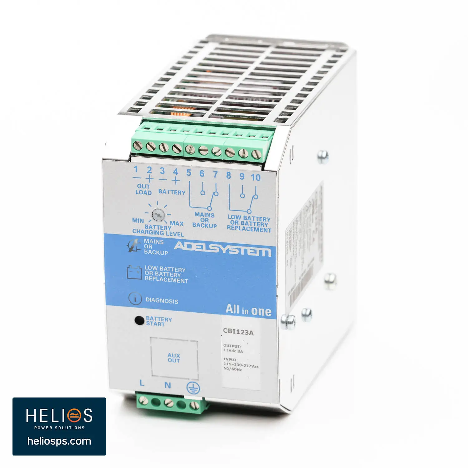 12V 3A 36W DC UPS - All In One DIN Rail - CBI123A » Helios Power ...